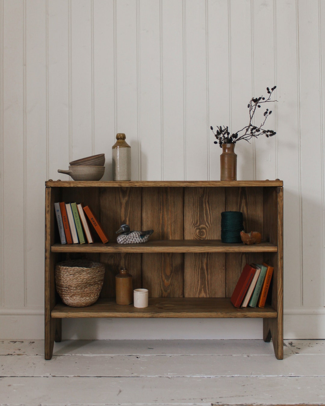 Vintage Style Bookcase Made From Solid Wood | Rustic Bookcase | Wooden Bookshelf | Rustic ...