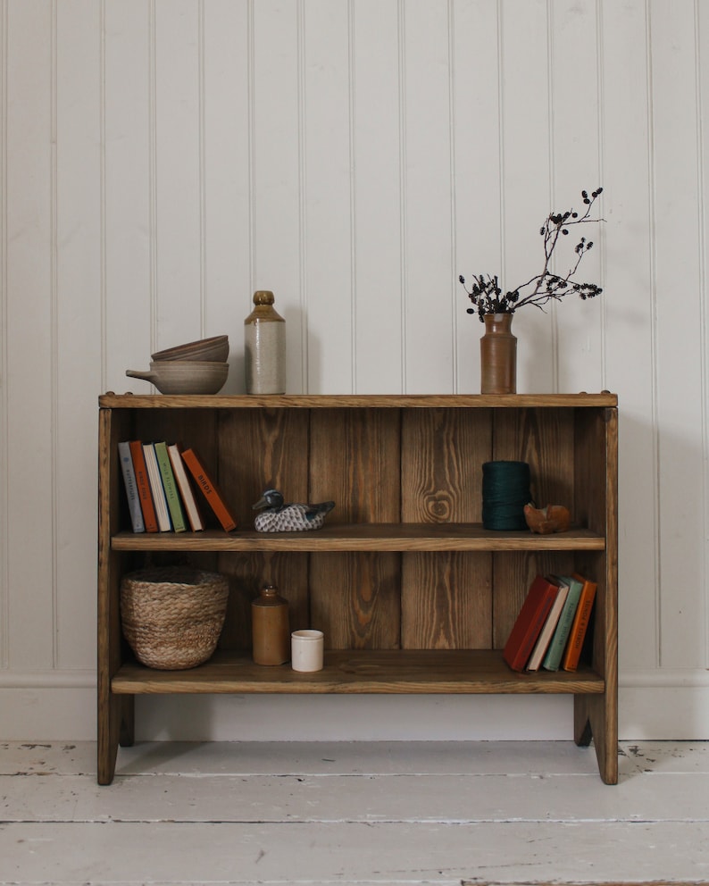 Vintage Style Bookcase Made From Solid Wood | Rustic Bookcase | Wooden Bookshelf | Rustic ...