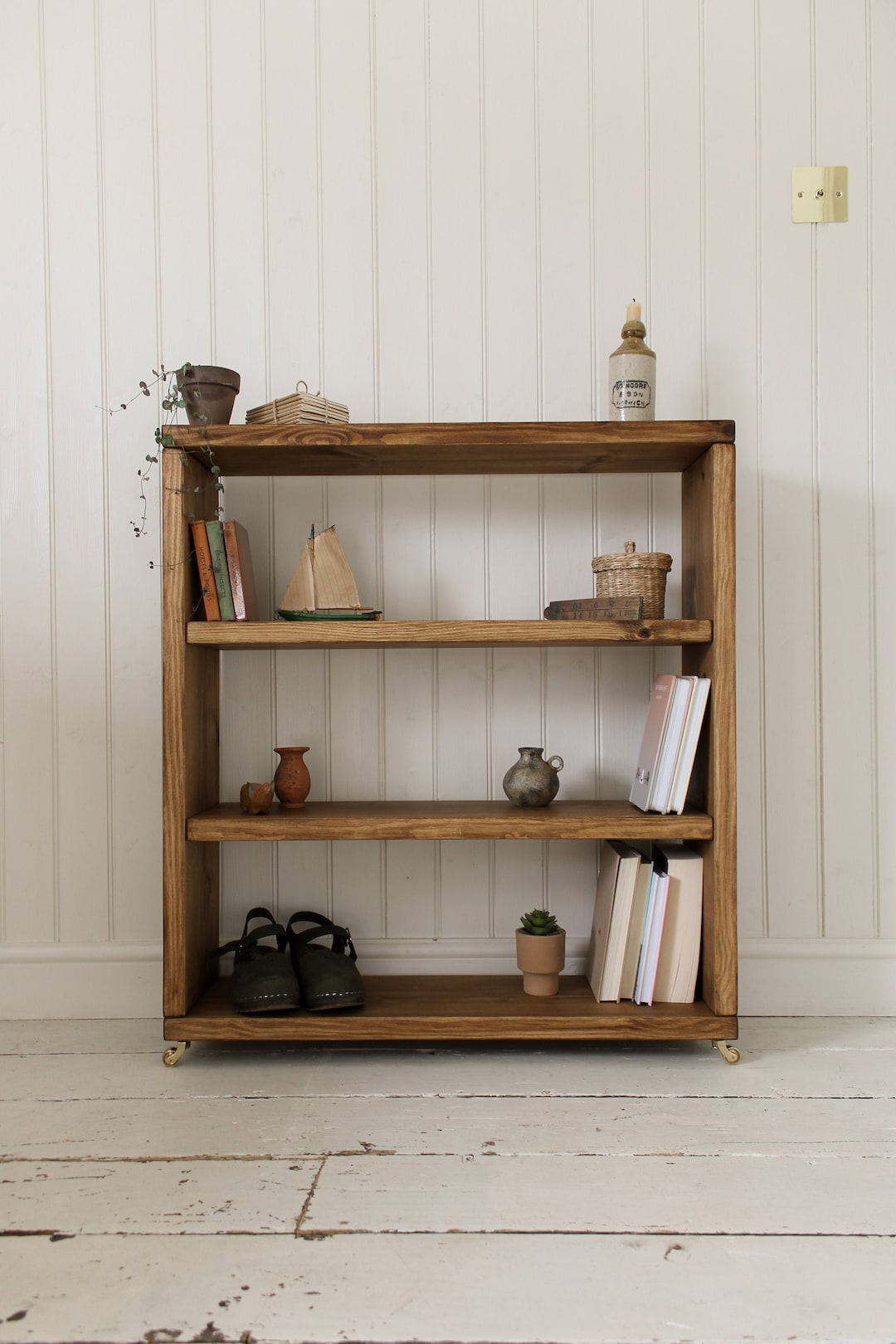 Rustic Bookcase Made From Solid Wood | Rustic Storage Unit | Wooden ...