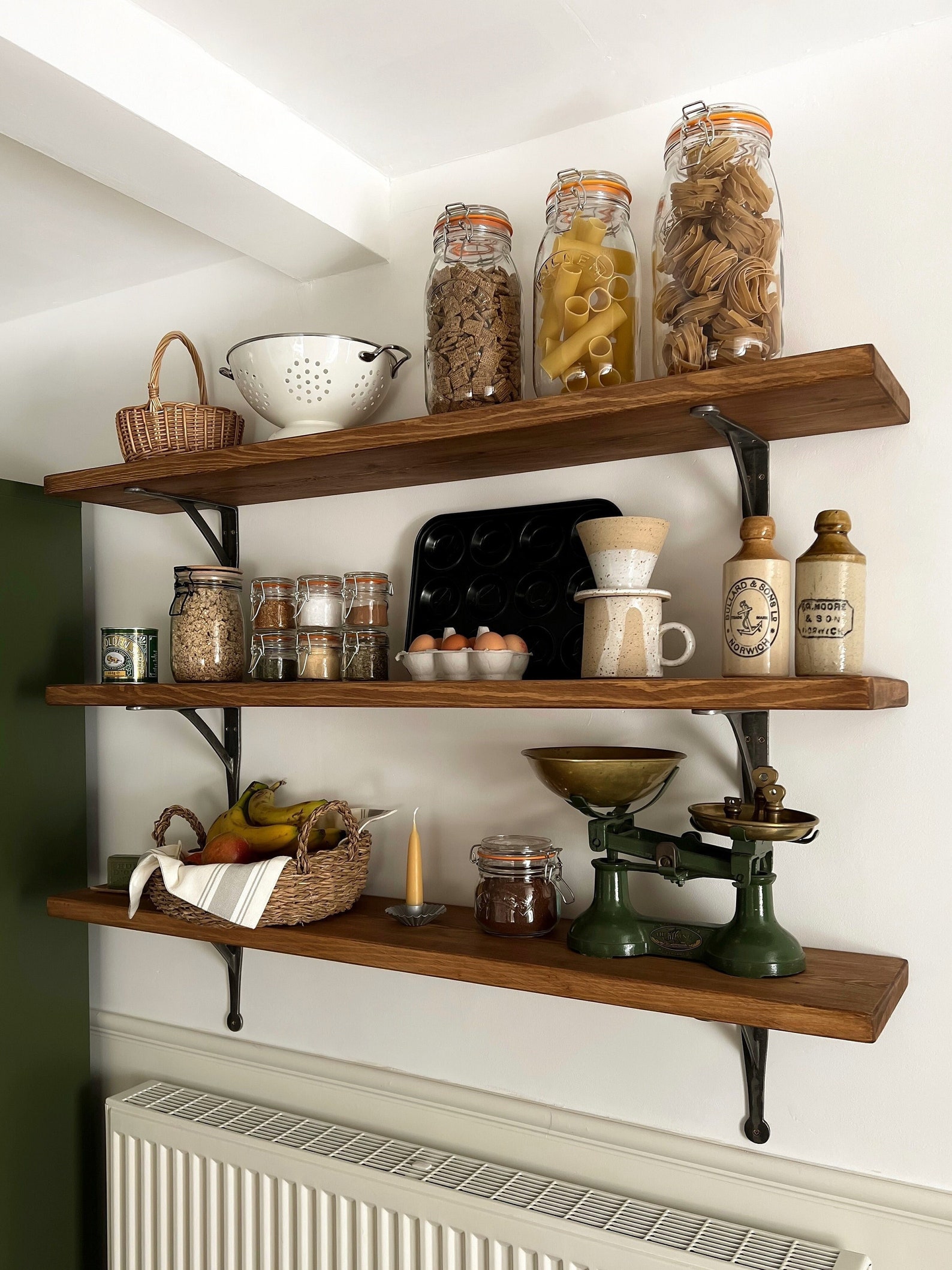 Rustic Style Solid Wood Shelf With Cast Iron Brackets | Handcrafted ...