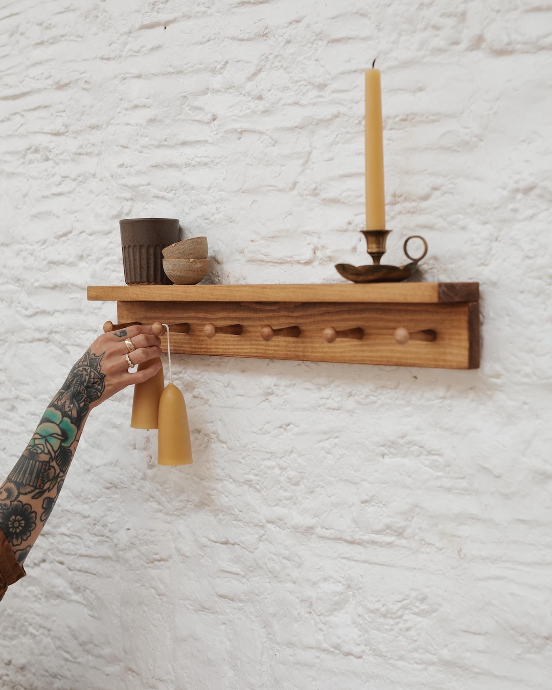 Shaker Peg Shelf Made From Solid Wood | Peg Rail | Peg Shelf | Coat ...