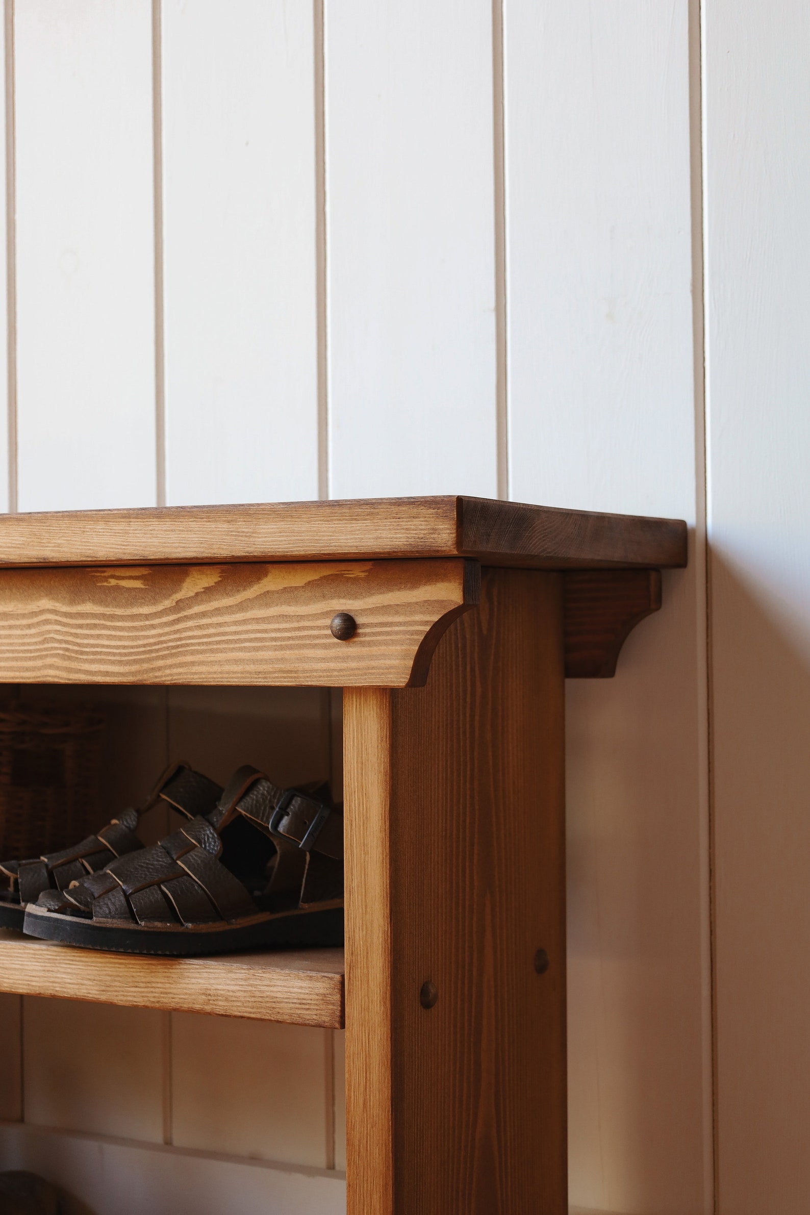 Vintage Style Shoe Bench Made From Solid Wood | Rustic Shoe Bench ...