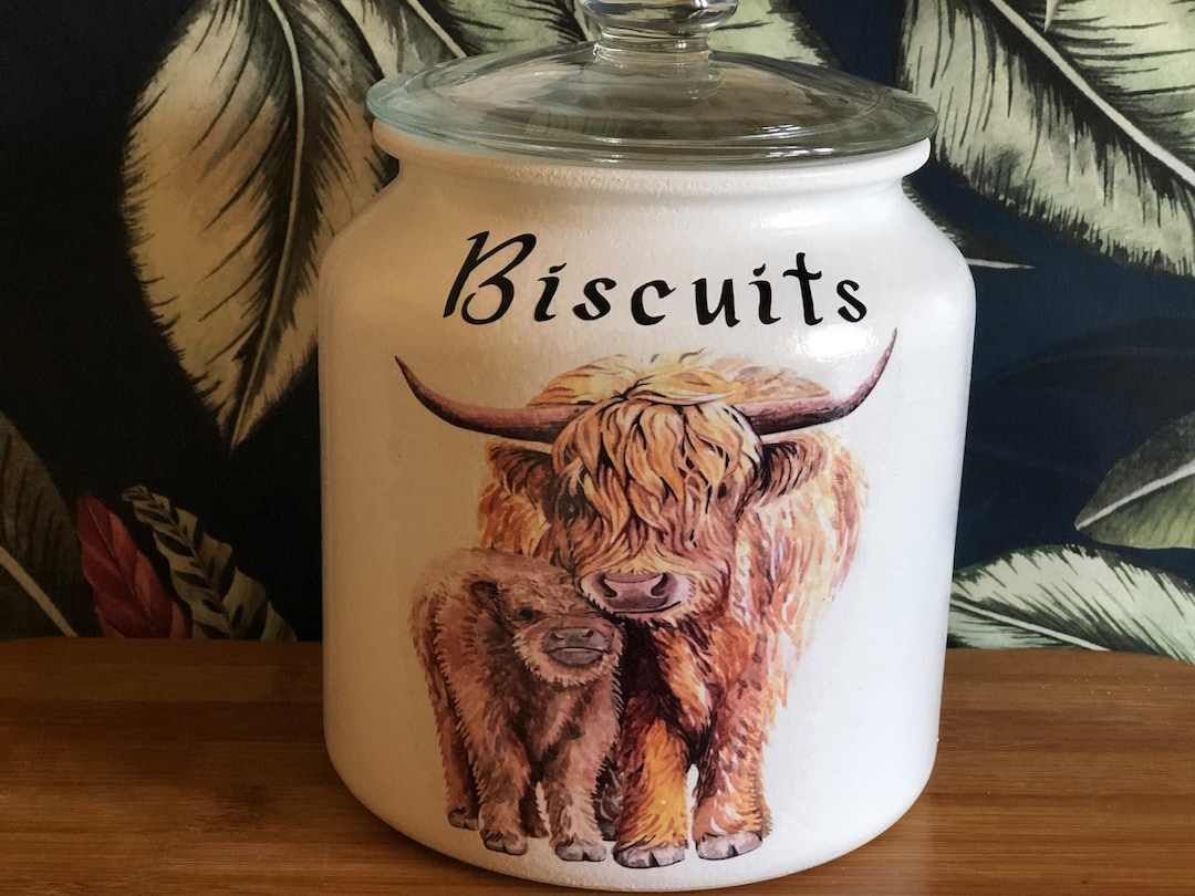 Highland Cow Biscuit Jar Highland Coo Scottish Cow - Etsy
