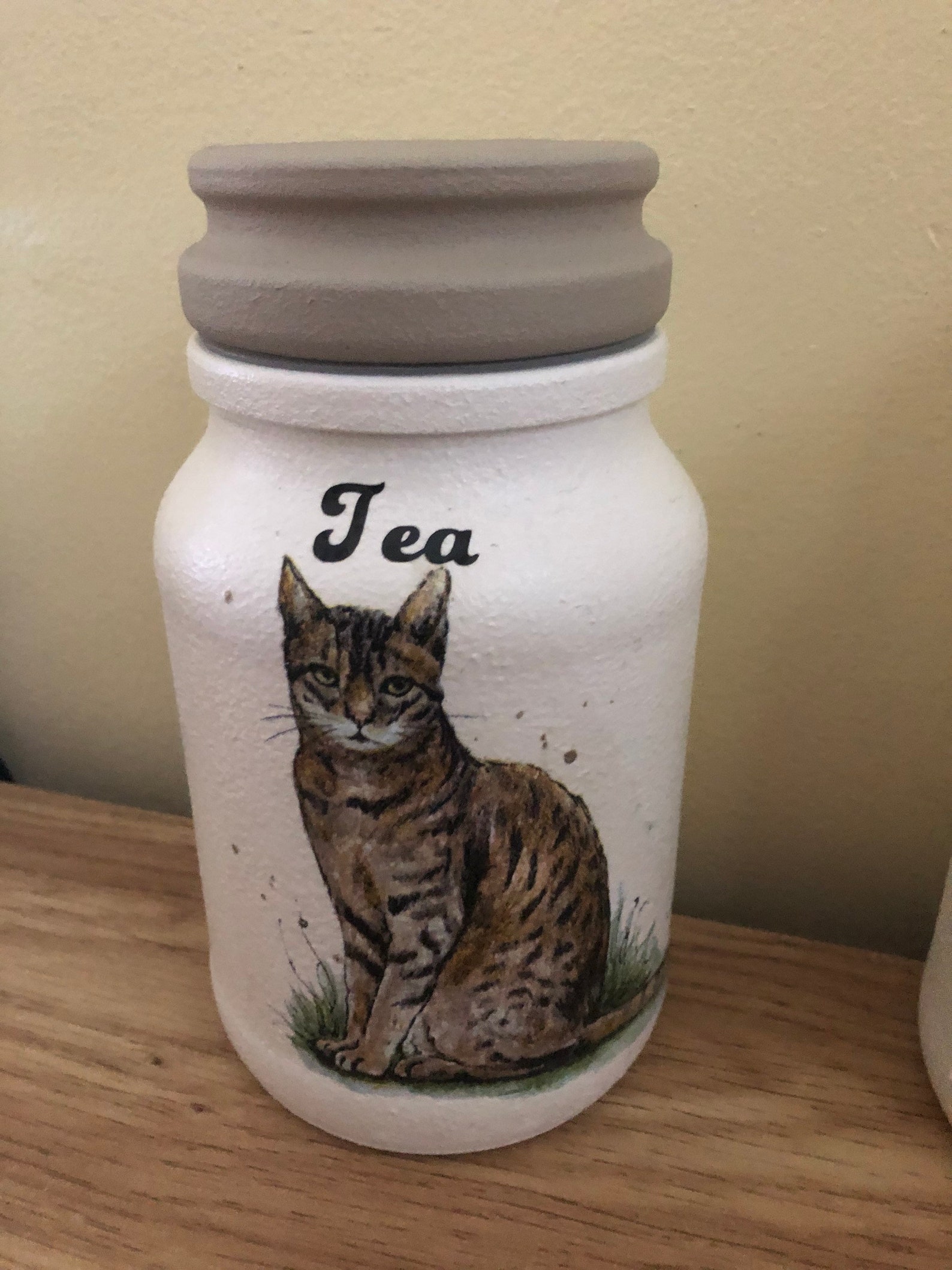 Cat kitchen canister set tea coffee & sugar jars cat | Etsy