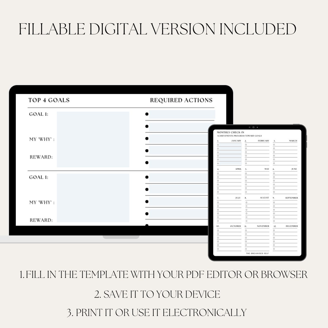 Yearly Goal Tracker, 2023 Goal Planner, Planner, Digital Download ...