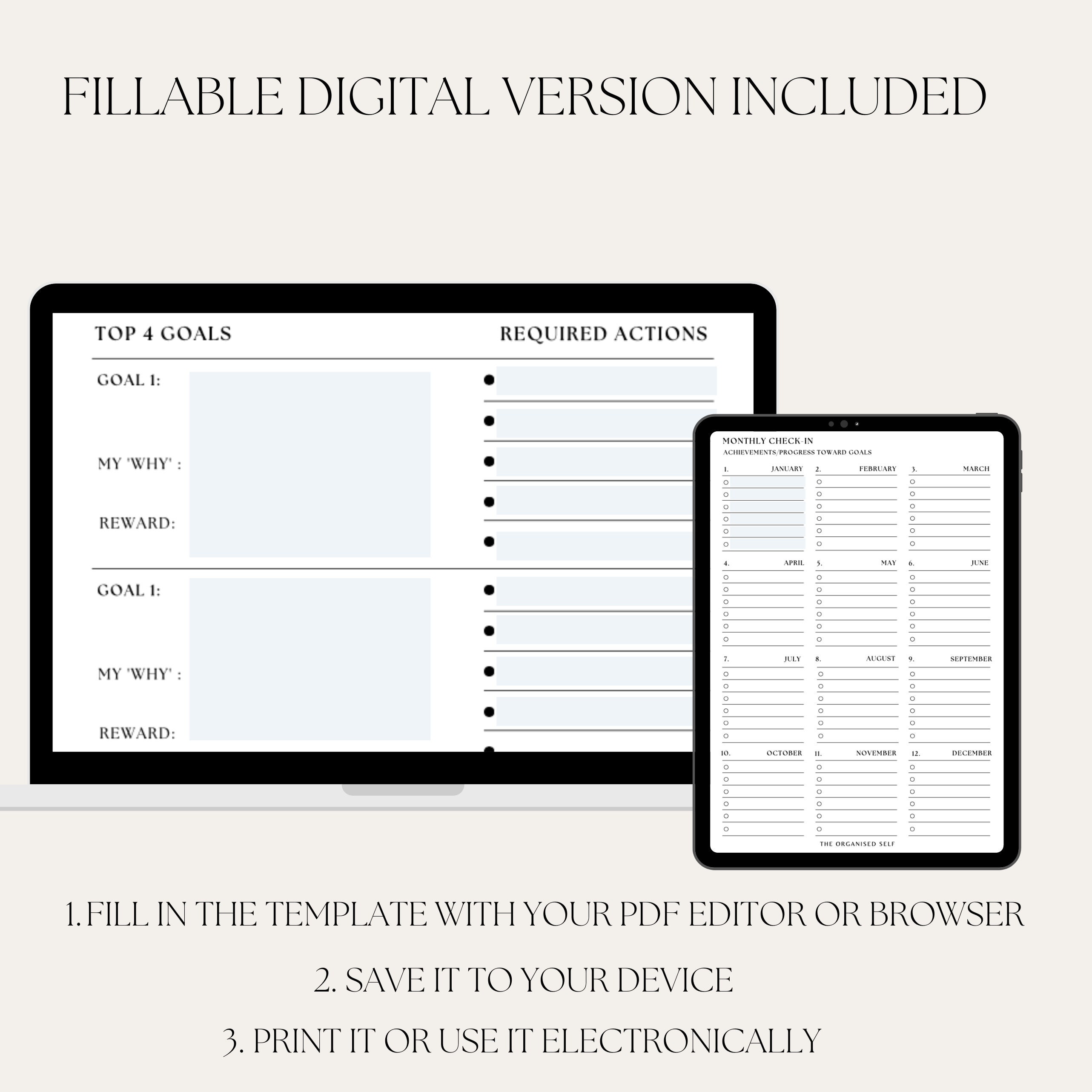 Yearly Goal Tracker, 2023 Goal Planner, Planner, Digital Download ...