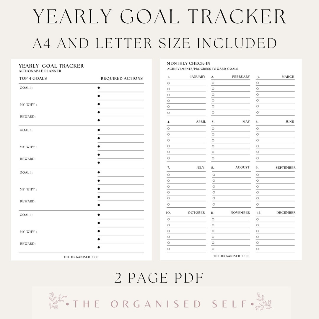 Yearly Goal Tracker, 2023 Goal Planner, Planner, Digital Download ...
