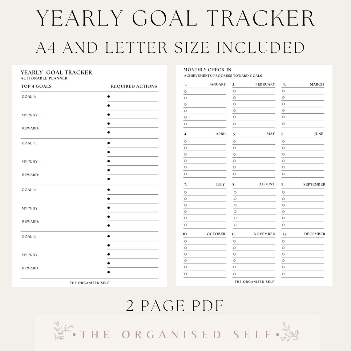 Yearly Goal Tracker, 2023 Goal Planner, Planner, Digital Download ...