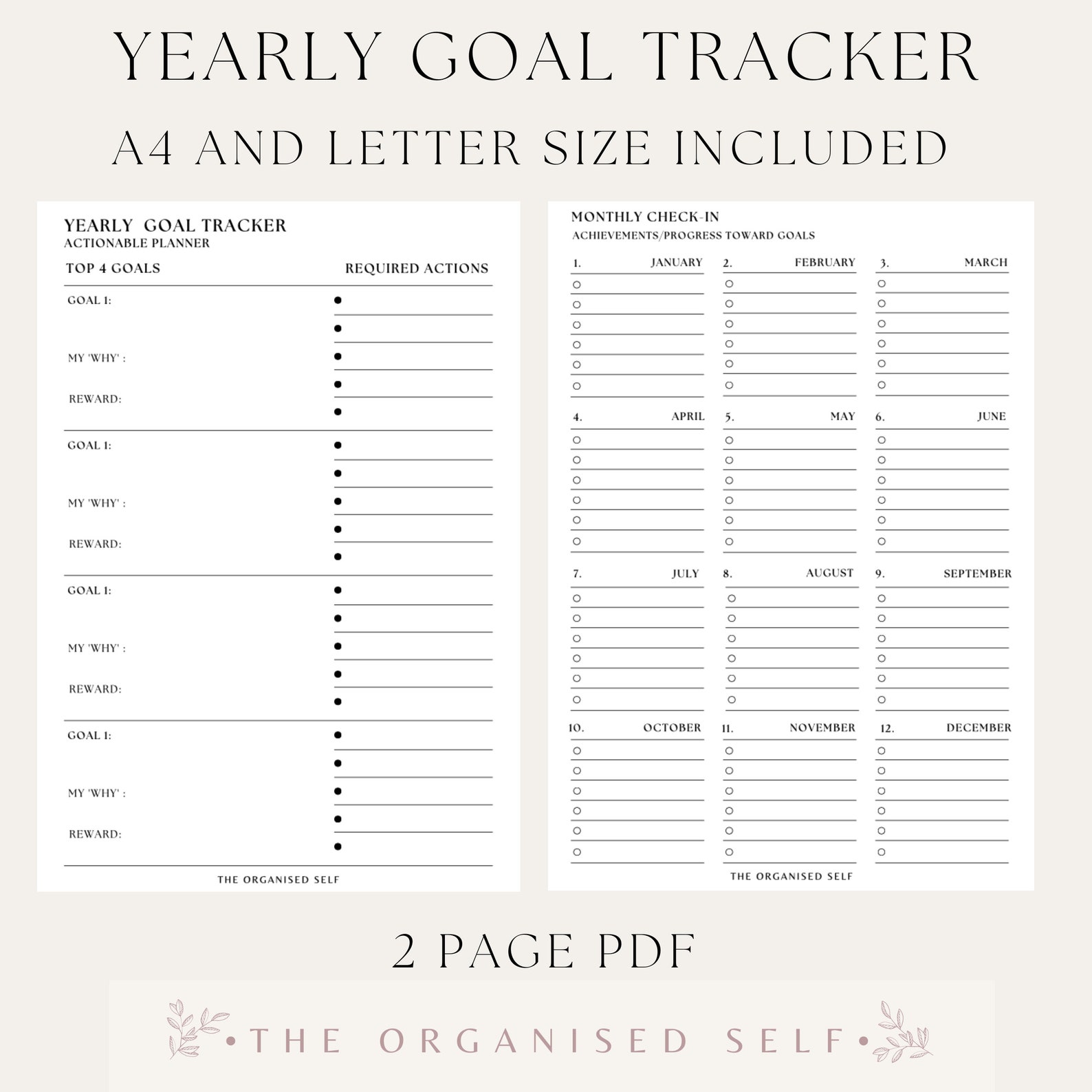 Yearly Goal Tracker, 2023 Goal Planner, Planner, Digital Download ...