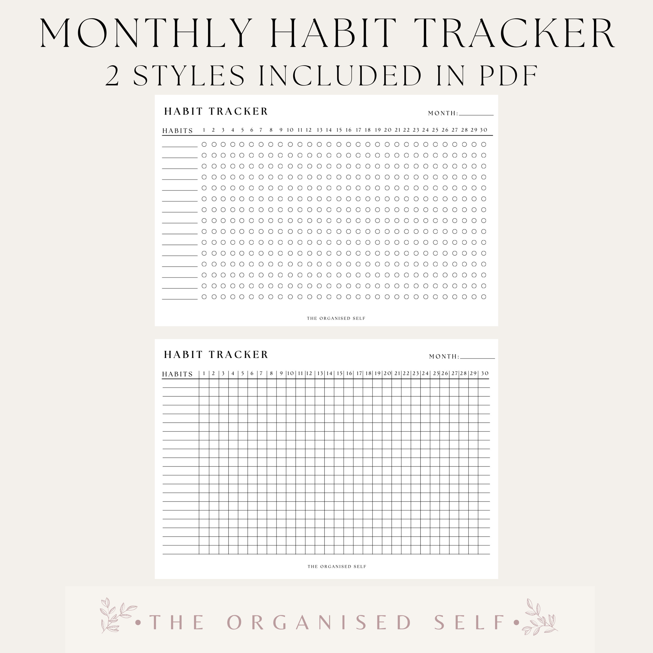 30 Day Habit Tracker, A4 Habit Builder, Digital Download, Instant ...