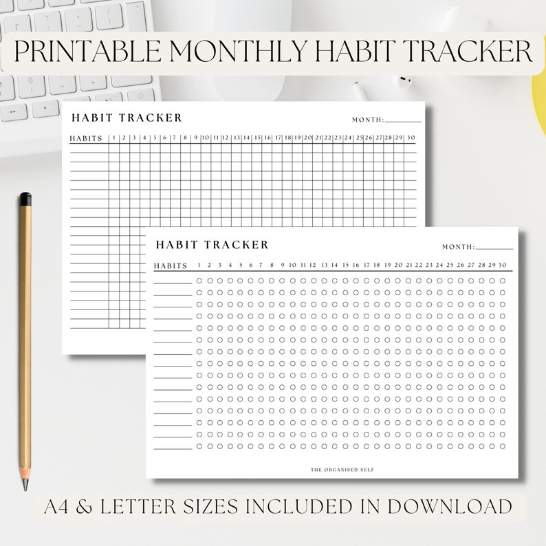 30 Day Habit Tracker, A4 Habit Builder, Digital Download, Instant ...