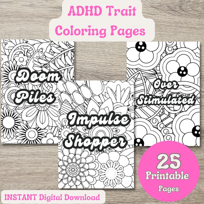 Printable ADHD Trait Coloring Pages Book Instant Digital Download ...