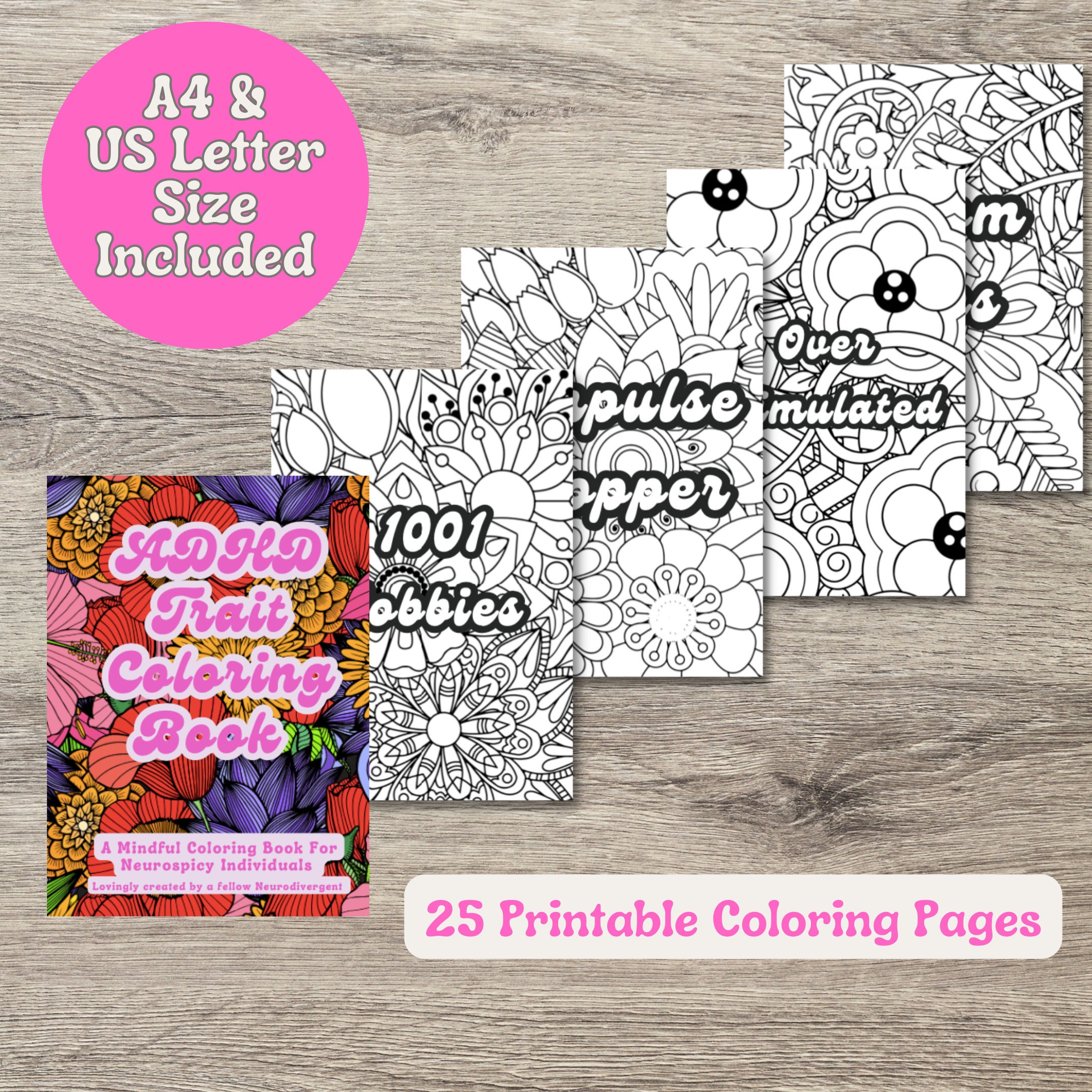 Printable ADHD Trait Coloring Pages Book Instant Digital Download ...