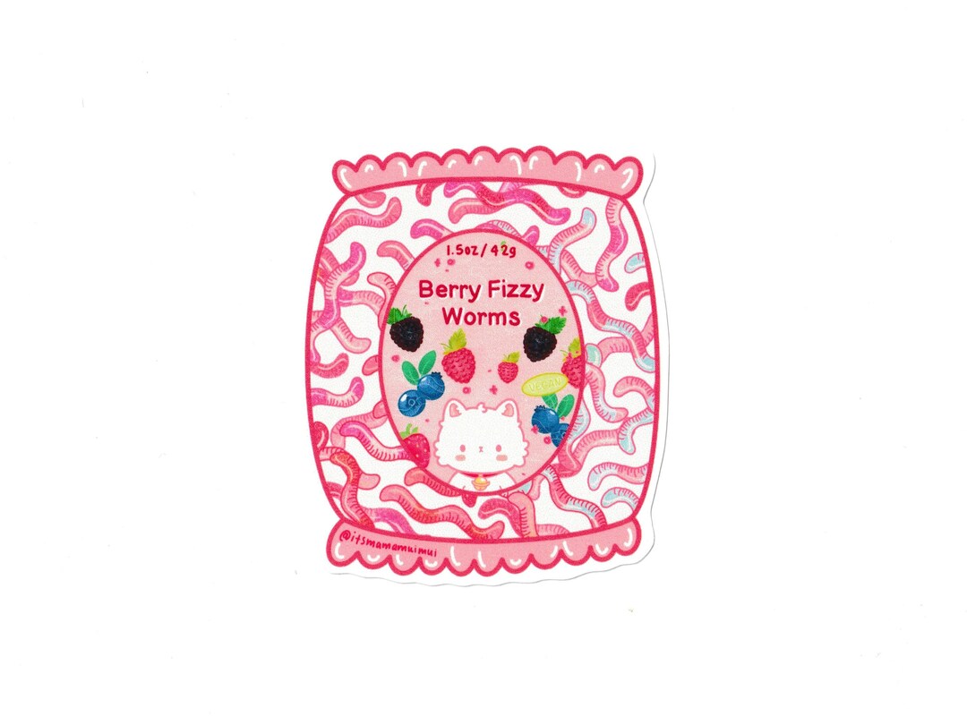 Berry Fizzy Worms . Sticker Flake . Vinyl Gloss . Waterproof - Etsy