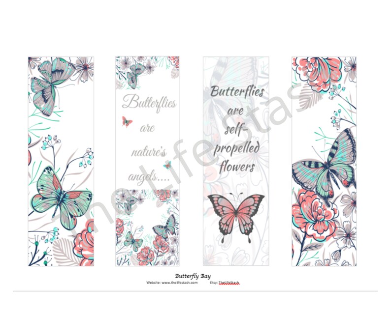 PRINTABLE BUTTERFLY BOOKMARKS | Beautiful Butterfly Bookmarks | Digital ...