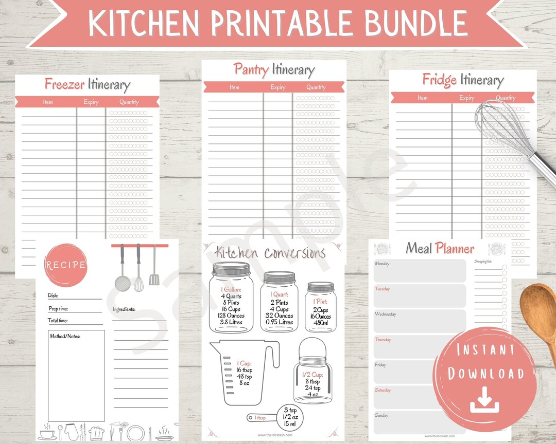 PRINTABLE KITCHEN ORGANIZER Bundle | Kitchen Organizer | Kitchen ...