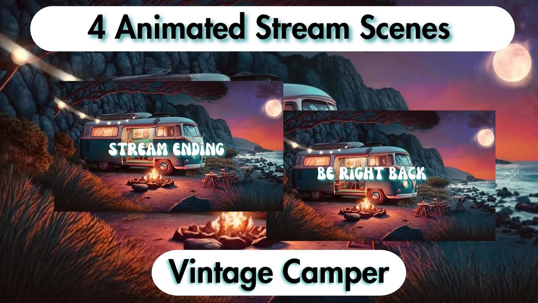 Animated Vintage Camper Stream Scenes for Twitch, Animated Screens ...