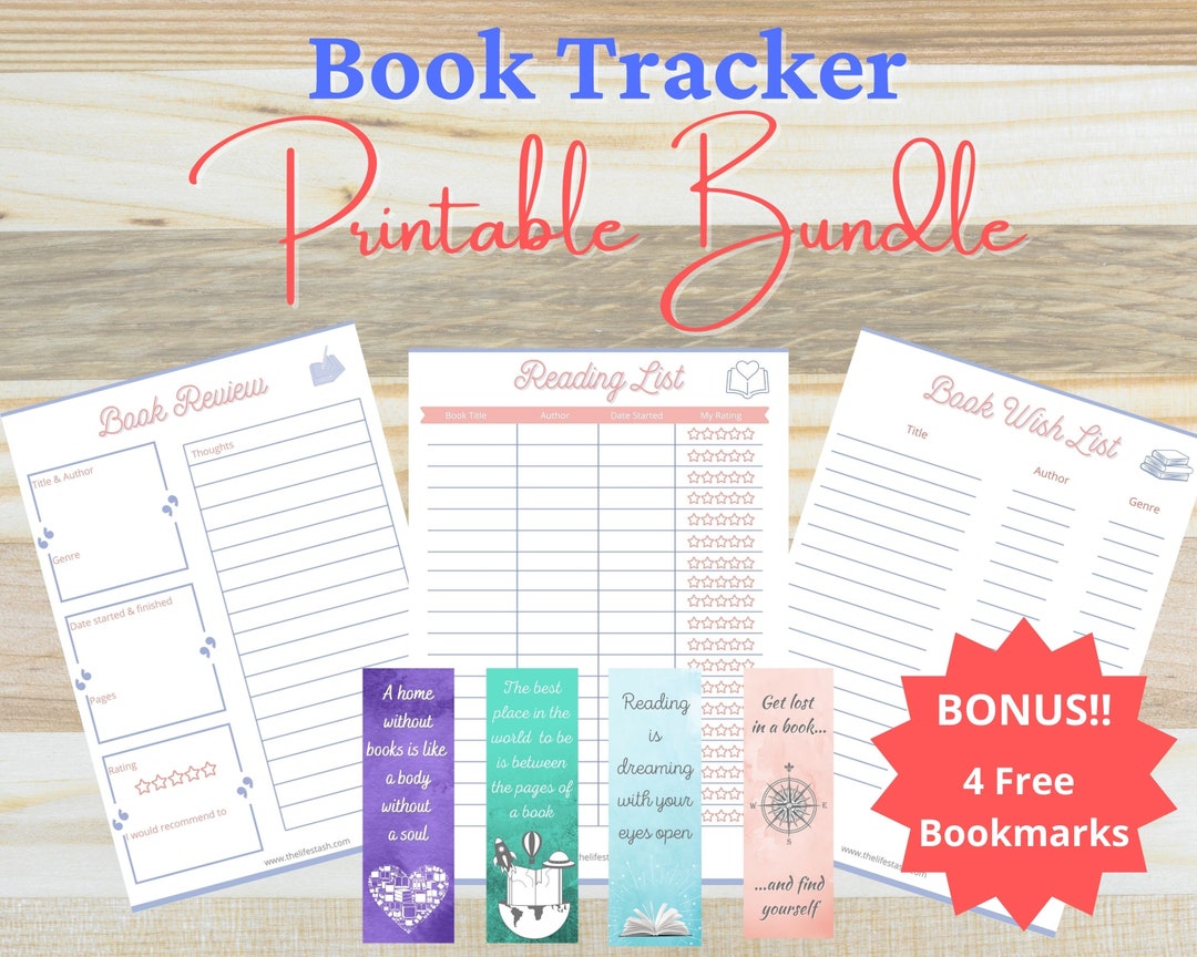 Book Tracker Printable Bundle: Reading List, Reviews, Wishlist ...