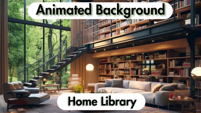 Professional Zoom Background, Beautiful Home Library, Teams, Skype ...