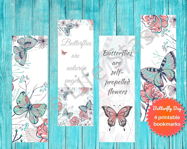 PRINTABLE BUTTERFLY BOOKMARKS | Beautiful Butterfly Bookmarks | Digital ...