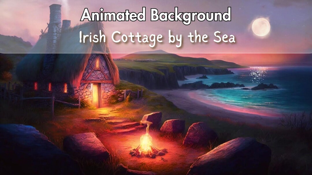 Animated Irish Cottage Zoom Background: Cozy Virtual Office (MP4, PNG ...