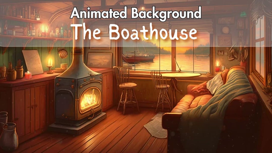 Animated Cozy Boathouse Zoom Background: Virtual Home Office (MP4 & PNG ...
