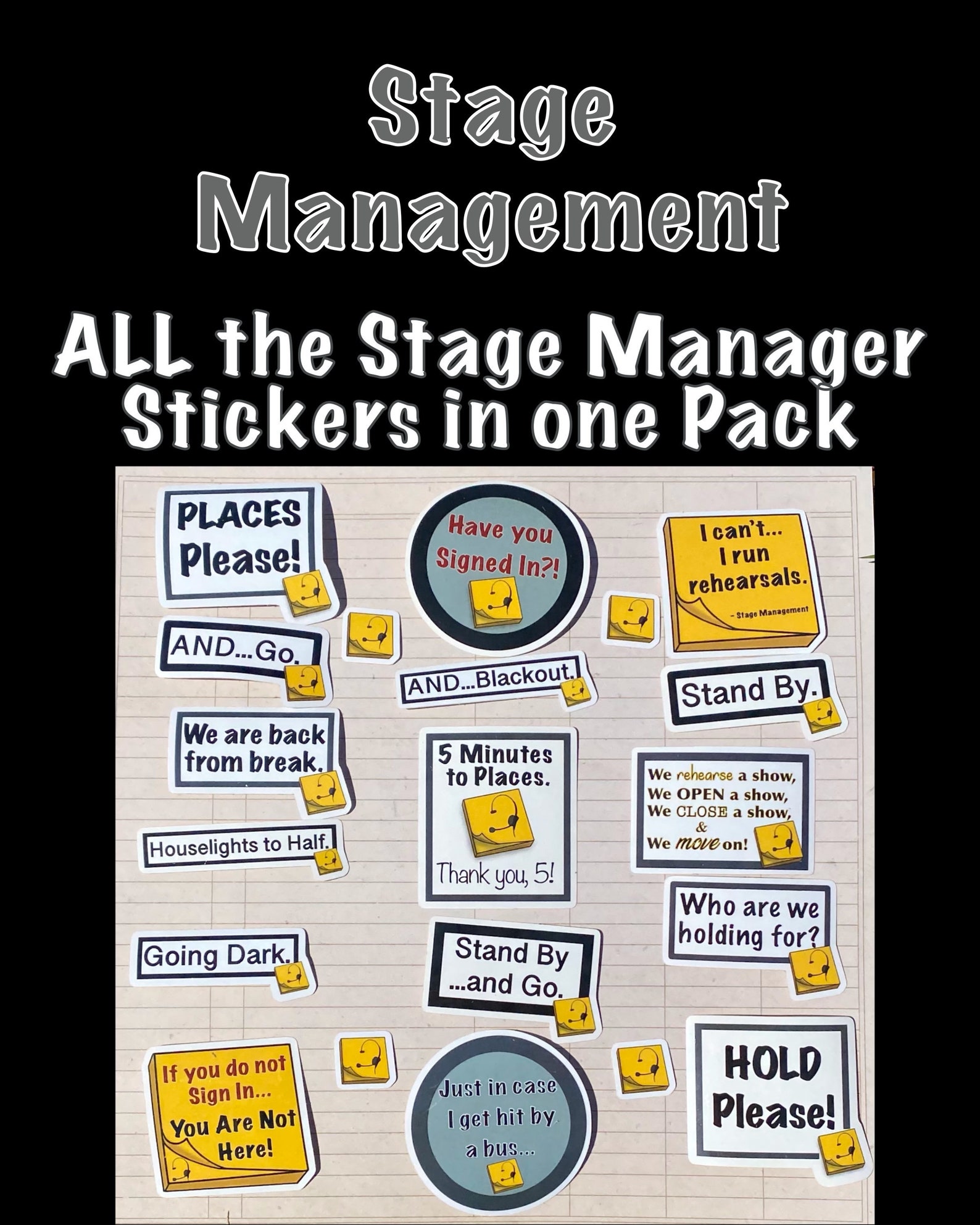 Stage Management Sticker Bundle – Theatre Crew Vinyl Decals - Etsy