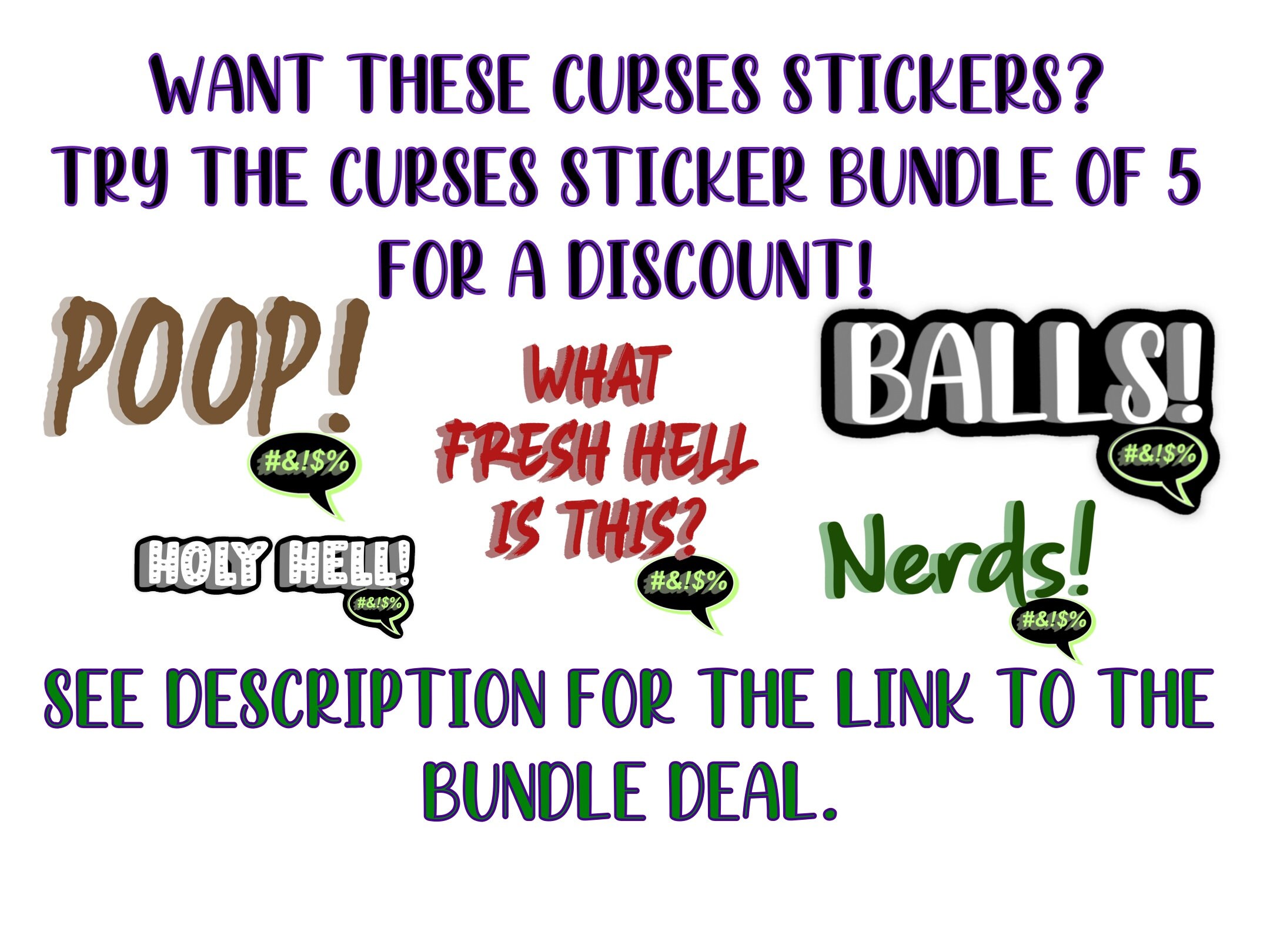 Curses Sticker Bundle of 5 - Etsy.de