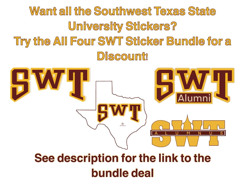 Southwest Texas State University Four Sticker Pack-swt - Etsy