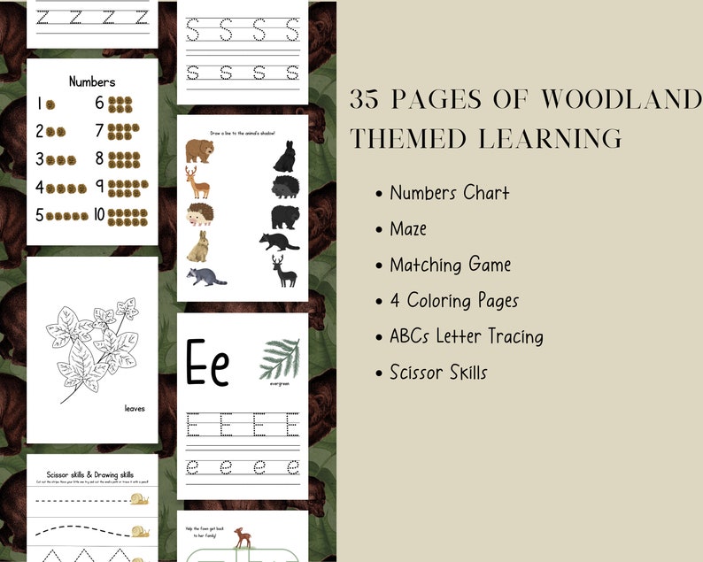 Nature Learning Bundle Handwriting Practice Printable Preschool Number ...