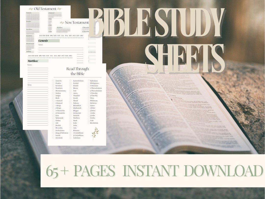 Bible Study Checklist Bundle: Book Tracker & Verse Note Sheets (PDF ...