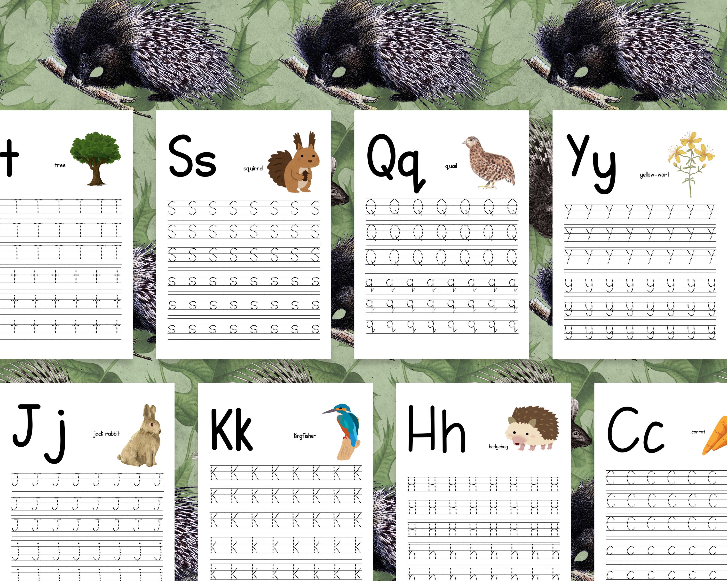 Woodland ABC Letter Tracing Worksheet: Prek Handwriting Practice (PDF ...