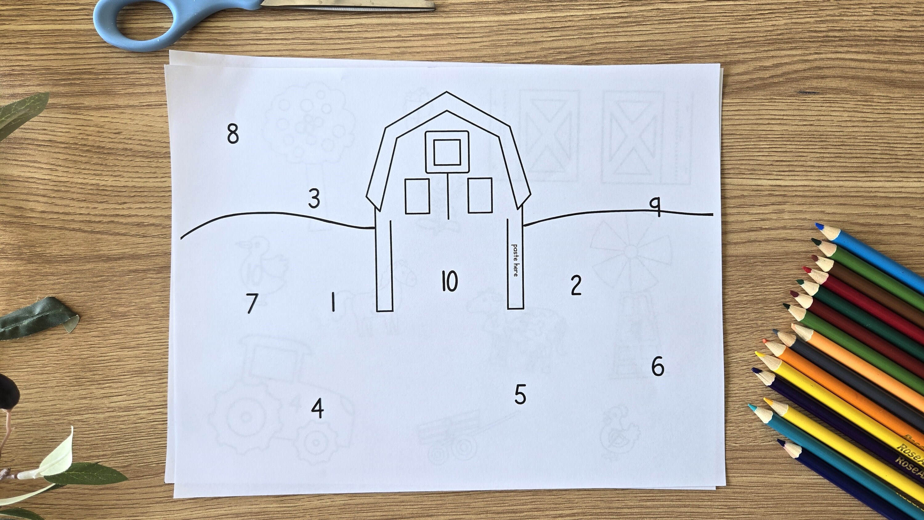 Farm Numbers Craft Cut and Paste Activity Prek Learning Numbers Craft ...