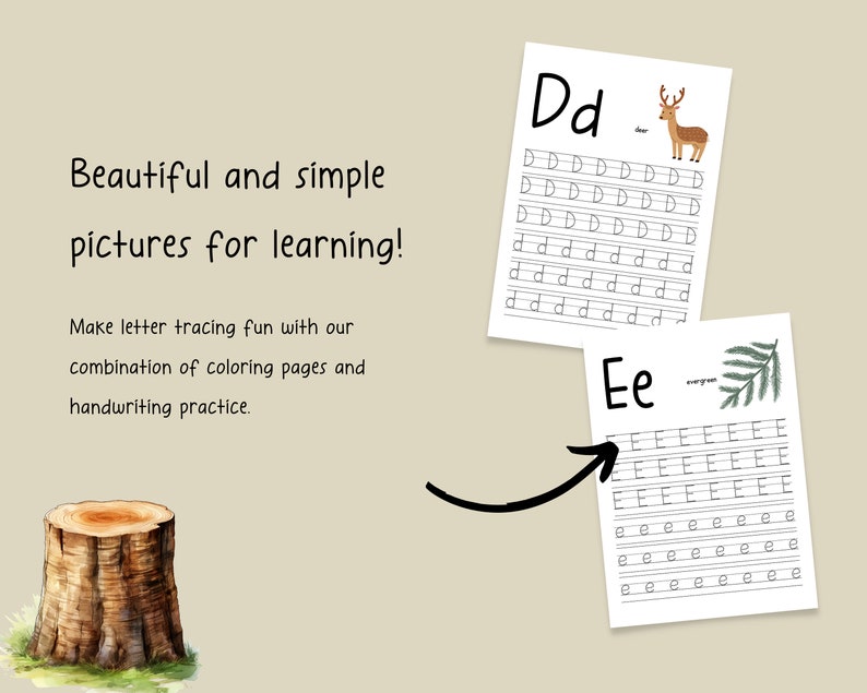 Woodland ABC Letter Tracing Worksheets: Handwriting Practice (PDF) - Etsy