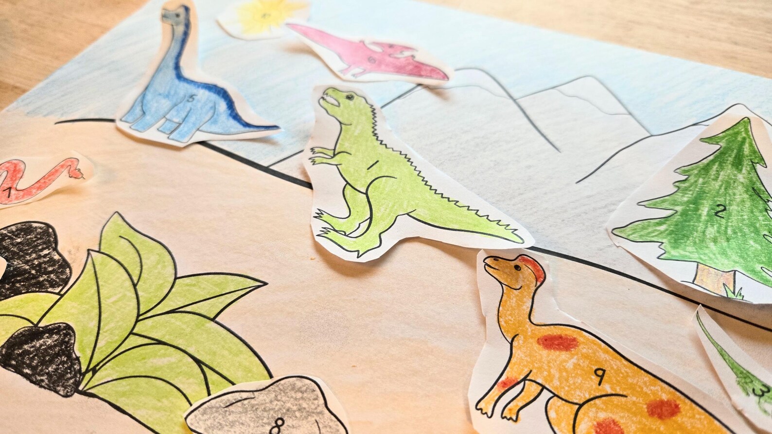 Dinosaur Counting Craft Activity for Preschool Dinosaur Theme Learning ...