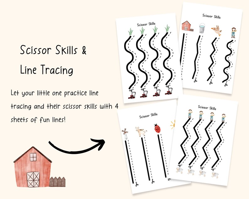 Farm Theme Preschool Learning Bundle Scissor Skills Abcs Numbers ...
