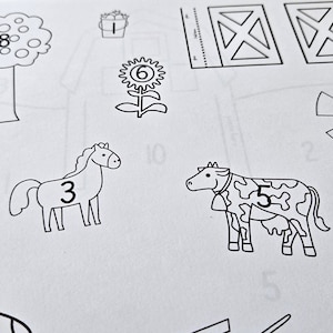 Farm Numbers Craft Cut and Paste Activity Prek Learning Numbers Craft ...