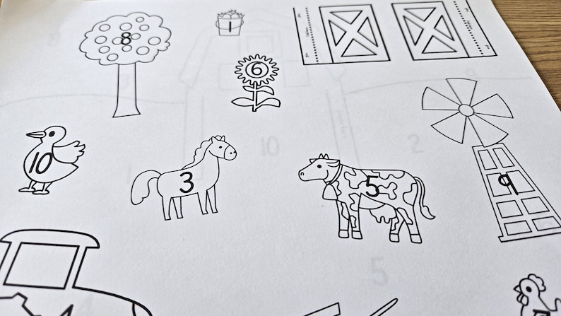 Farm Numbers Craft Cut and Paste Activity Prek Learning Numbers Craft ...