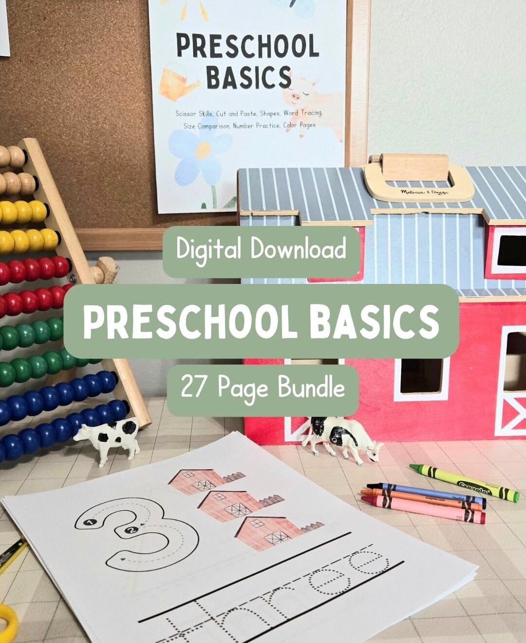 Summer Farm Preschool Learning Bundle: Scissor Skills, Abcs (digital ...
