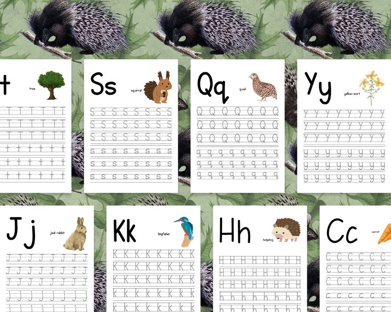 Woodland ABC Letter Tracing Worksheets: Handwriting Practice (PDF) - Etsy