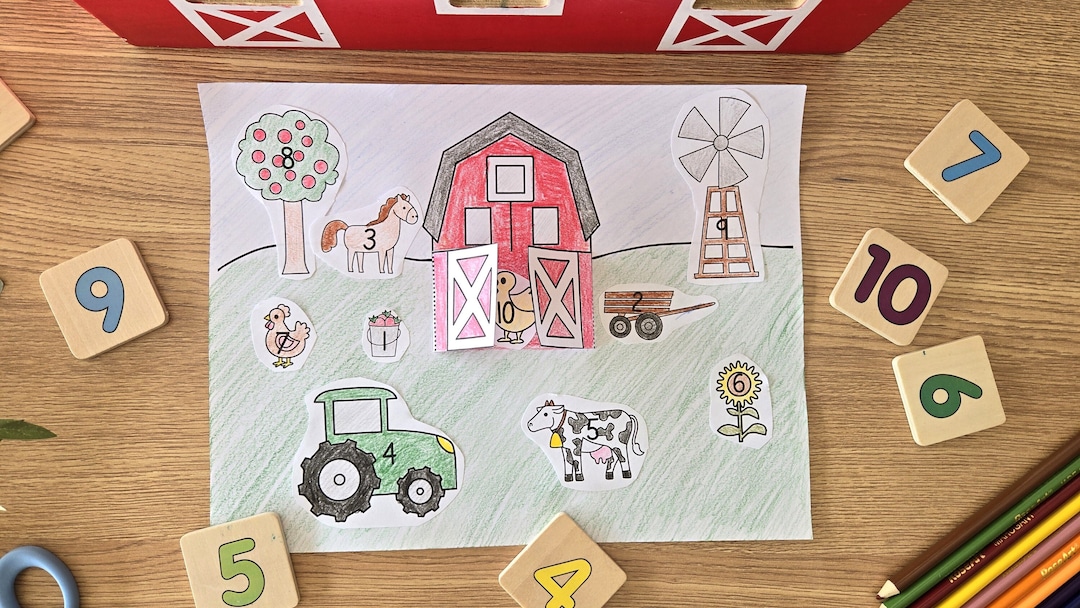 Farm Craft Prek Cut and Paste Preschool Activity Number Practice ...