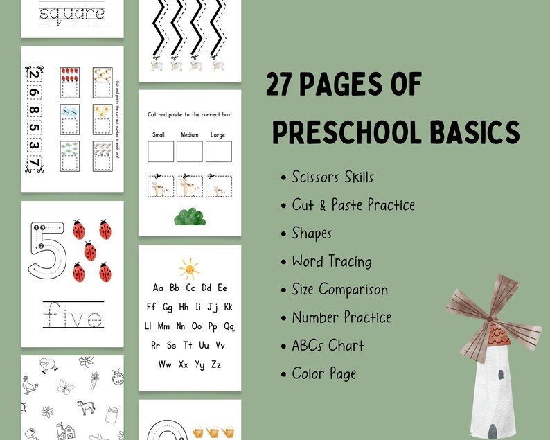 Farm Theme Preschool Learning Bundle Scissor Skills Abcs Numbers ...