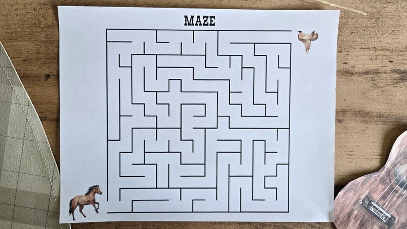 Western Kids Craft & Game Bundle: Cowboy Puzzles, Maze, Color Pages ...