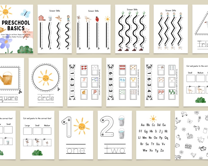 Farm Theme Preschool Learning Bundle Scissor Skills Abcs Numbers ...