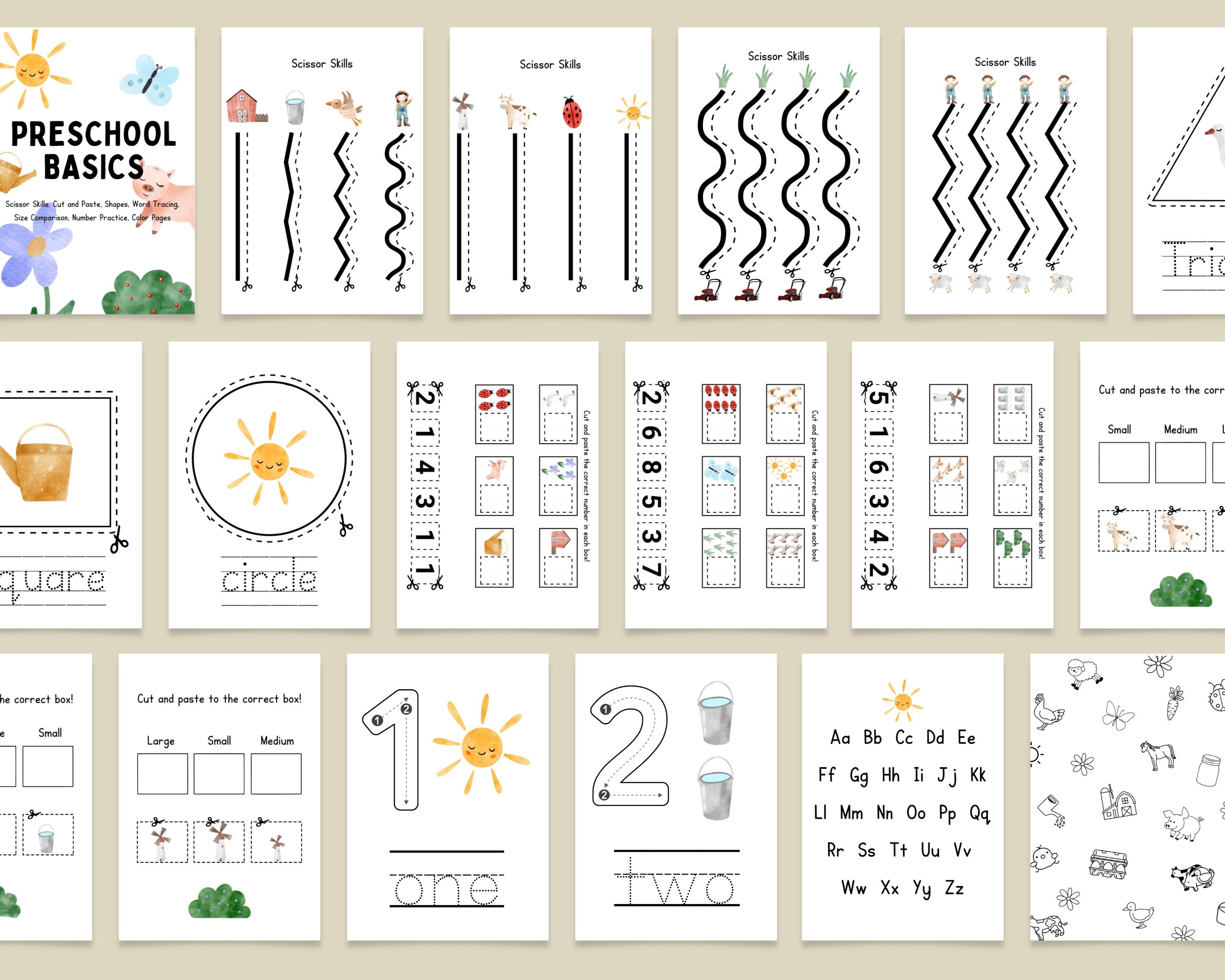 Farm Theme Preschool Learning Bundle Scissor Skills Abcs Numbers ...