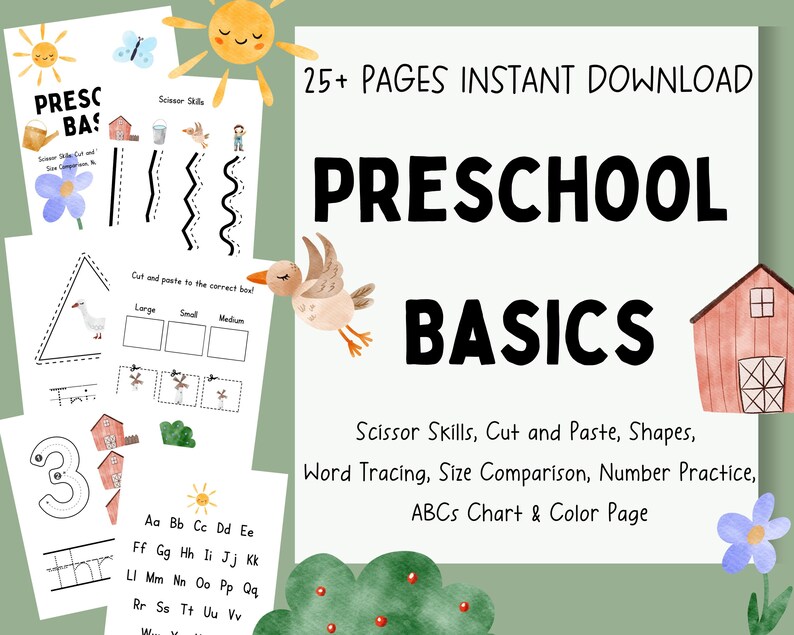 Farm Theme Preschool Learning Bundle Scissor Skills Abcs Numbers ...