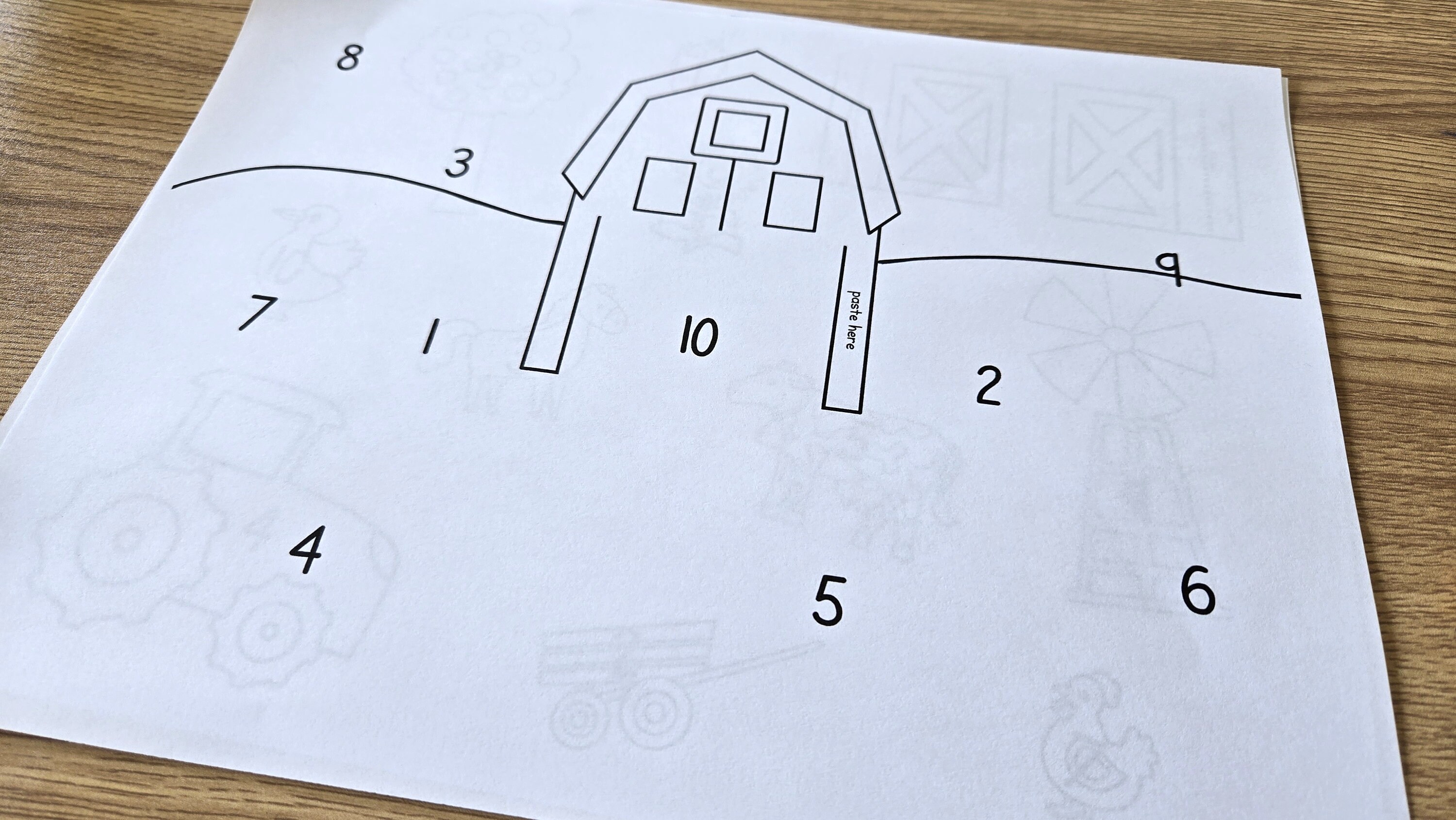Farm Numbers Craft Cut and Paste Activity Prek Learning Numbers Craft ...