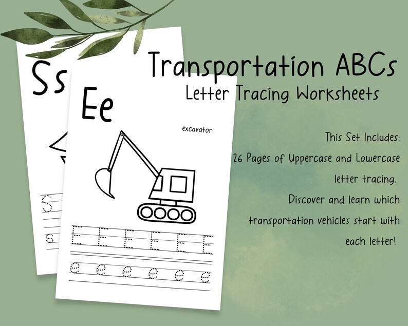 Transportation ABC Letter Tracing Worksheets: Preschool Handwriting ...