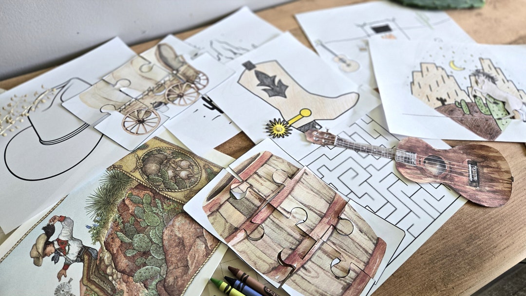 Western Kids Craft & Game Bundle: Cowboy Puzzles, Maze, Color Pages ...