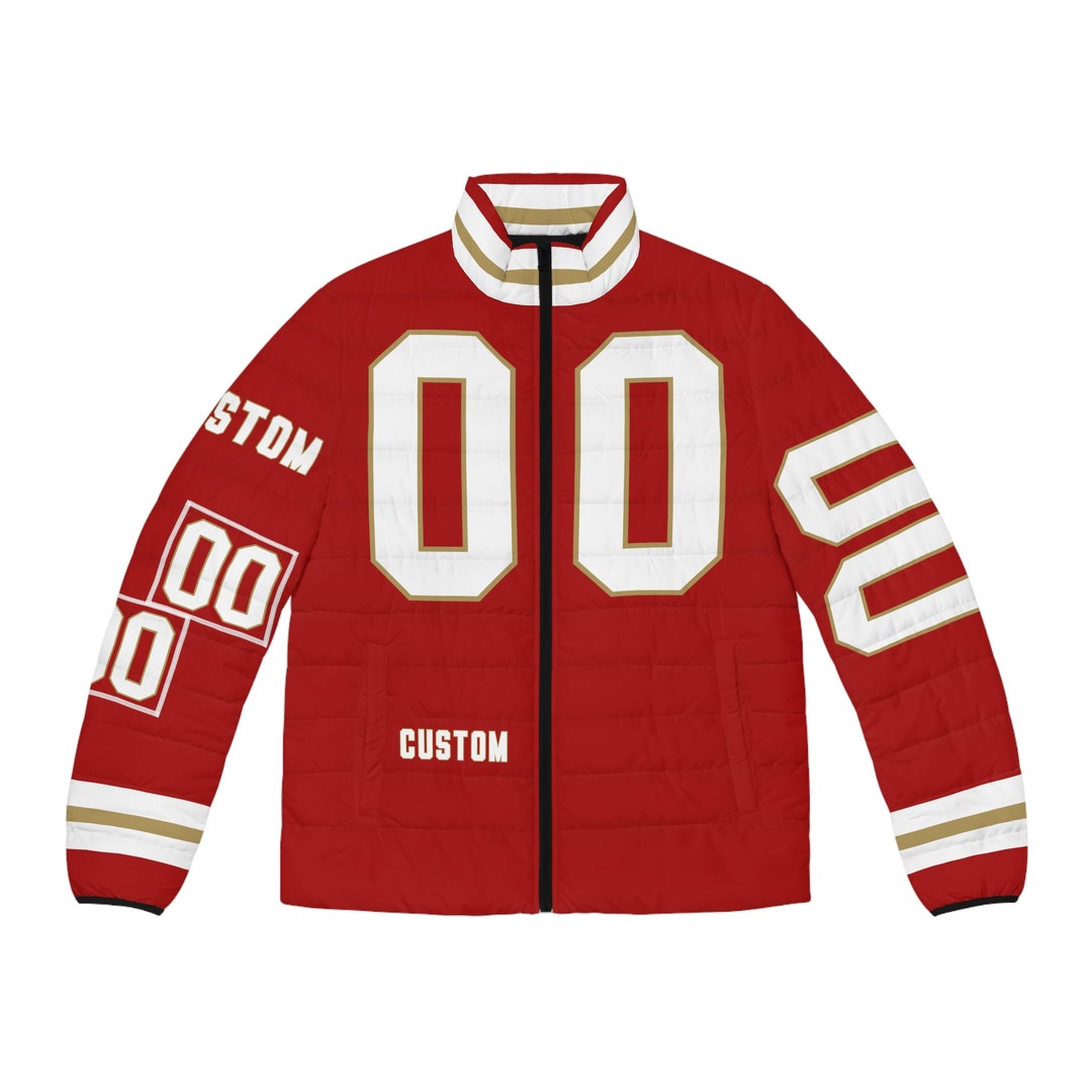 Custom Football Jersey Puffer Jacket, Personalized Football NFL Coat ...